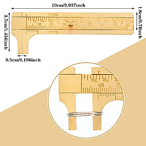 Konohan 2 Pcs Brass Vernier Caliper Pocket Caliper Handy Caliper Measuring Mini Tool Double Scale Sliding Gauge Metal Pocket Ruler for Bead Wire Jewels Rings Measurement (Stylish Style)