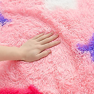 ST. BRIDGE Soft Shag Rug for Girls Bedroom, Fluffy Bedroom Carpet for Princess Castle Baby Toddlers Kids Room Decor, Anti-Skid Fuzzy Cute Nursery Mats Living Room Dorm Plush Carpet, Pink 4 x 6 Feet