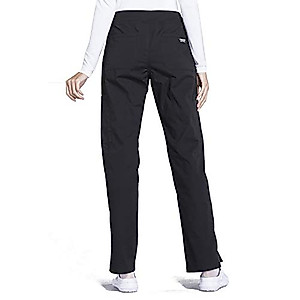 CHEROKEE Workwear Professionals Women Scrubs Pant Mid Rise Straight Leg Pull-on Cargo WW170, M, Black