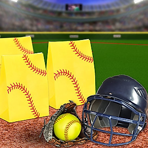 Leinuosen 30 Pieces Softball Party Treat Bags Softball Goodie Favor Treat Bags Softball Theme Goody Bags for Sport Softball Theme Birthday Party Decorations Supplies