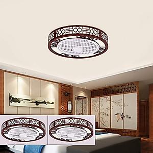 64W LED Ceiling Fans,Modern Acrylic Semi Flush Mount LED Invisible Ceiling Fan Lighting with Remote Control 3-Light Color and 3-Speed Changeable Enclosed Fandelier Timing Lamp (21.6 inch Square)
