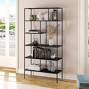 Henn&Hart 72" Tall Rectangular Bookcase in Blackened Bronze, Table for Living Room, Bedroom