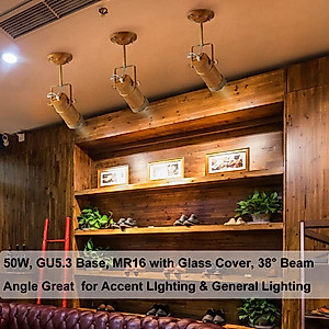 Vinaco MR16 Bulb，6 Pack MR16 Halogen Bulb 50W GU5.3 Base, 800LM High Output MR16 12V 50W Halogen, 2800K Warm White MR16 Dimmable with Clear Glass Cover, MR16 GU5.3 for Landscape, Track Lights