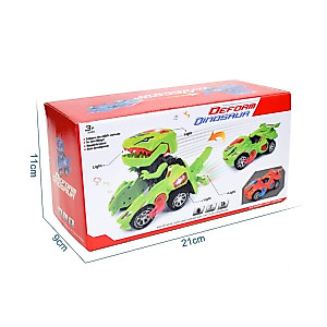 davidamy's gift Transforming Toy Dinosaur Cars, Dinosaur Car w/LED Light Sound, Aumatic Transformation Dinosaur Kids Toy (Blue)