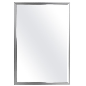 FOMAYKO Bathroom Medicine Cabinet with Mirror, Recess or Surface Mount Bathroom Vanity Mirror Cabinet,Single Door Cabinet Famerhouse Bathroom Mirror with Storage Cabinet (Brush Silver, 16"x26")