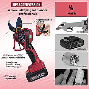 KOMOK Electric Pruning Shears, Professional Cordless Electric Pruner Battery Operated Tree Branch Cutter with 2 Rechargeable 2Ah Lithium Batteries, 1.26 inch (32mm) Cutting Diameter 8-10 Working Hours