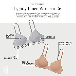 Victoria's Secret Lightly Lined Wireless T Shirt Bra, Adjustable Straps, Bras for Women, Beige (34C)