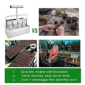 Upgraded Soil Blocker Handheld 8 Soil Block Maker for Seed Starting 2 inch Manual Quad Soil Blocker Set Garden Blocking Tools
