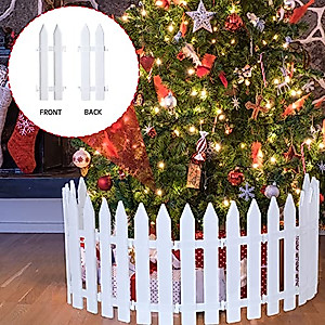 50 Pcs Christmas Plastic Picket Fence White Plastic Tree Fence Thick Plastic Fence Mini Fence Decorations Plastic Garden Fencing for Christmas Wedding Party Miniature Garden