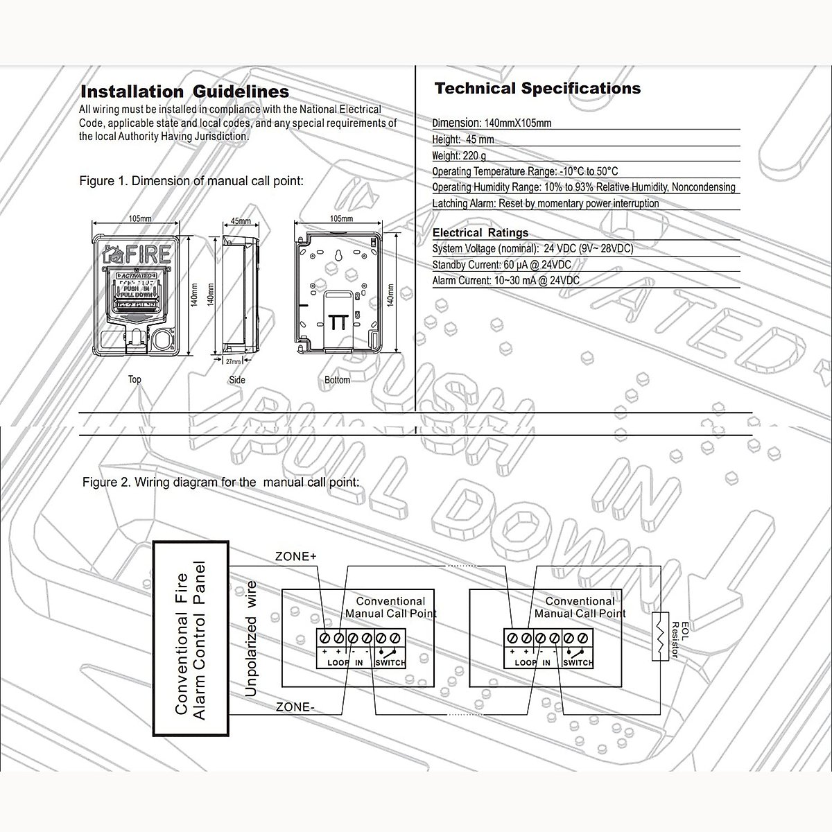 Tokatuker Emergency Alarm Station with Key Conventional Dual Action Manual Call Point Pull Fire Alarm Panic Button SOS Switch for Alarm Siren or Panel