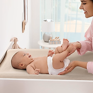 100% Cotton Muslin Changing Pad Cover for Boys Girls Baby 2 Pack, Soft and Breathable Diaper Change Table Sheets, Fit 32"x16" Contoured Pad, Fog & Blush