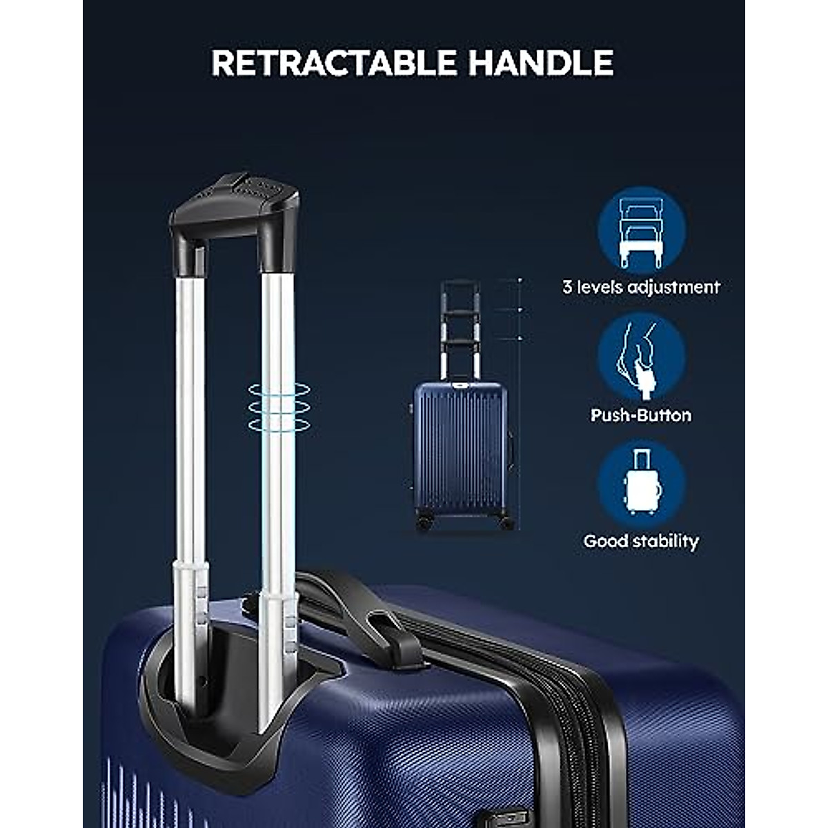 Hard Sided Luggage with Spinner Wheels,Expandable Suitcases with TSA Lock (20" Carry-on, Deep Blue)…