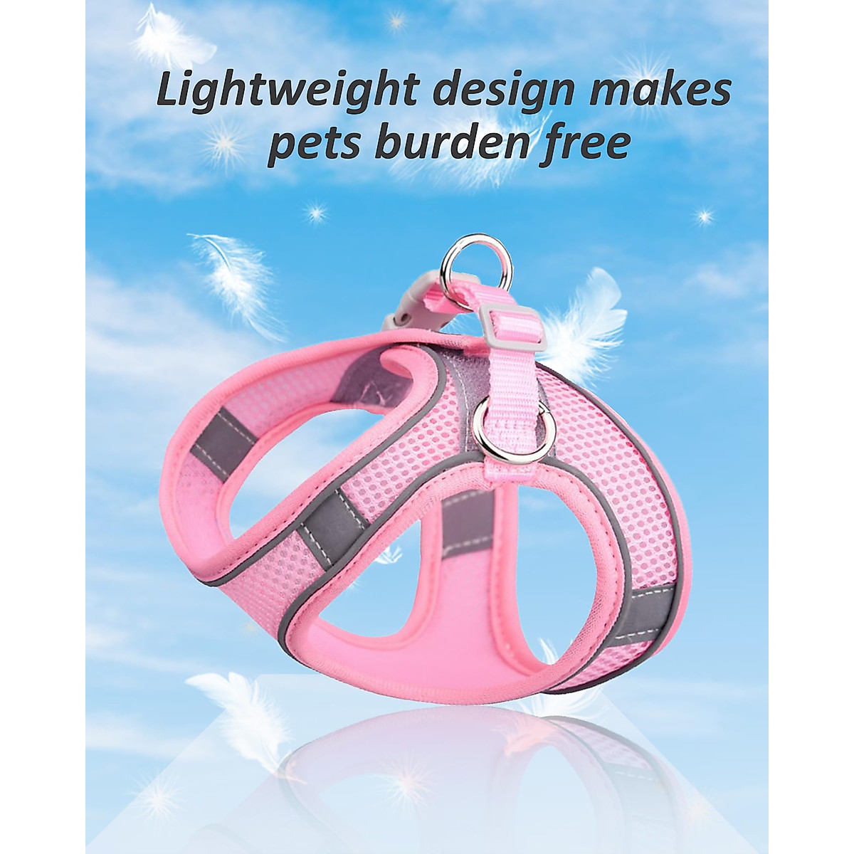 Solmoony Dog Harness for Small Medium Large Dogs No Pull, Puppy Harness and Leash Set, Puppy Harness for Small Dogs, Step in Harness for Small Dogs, Small Dog Harness, mesh Dog Harness. (Pink, XS)