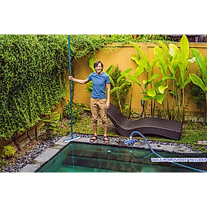 POOLWHALE Professional 12 Foot Blue Anodized Aluminum Telescopic Swimming Pool Pole,Adjustable 3 Piece Expandable Step-Up,for Skimmer Nets, Vacuum Heads and Brushes, Strong Grip & Lock