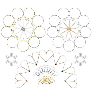 TopBine 60pcs Hoop Earrings Set - Round, Teardrop, Triangle - Gold K, White K - DIY Earring Making