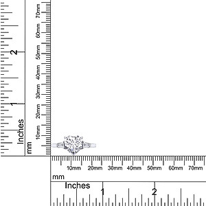 SAVEARTH DIAMONDS 2 Carat 8MM Heart & Tapered Baguette Cut Lab Created Moissanite Diamond Promise Engagement Ring In 14K White Gold Over Sterling Silver Jewelry For Women (VVS1 Clarity)-8