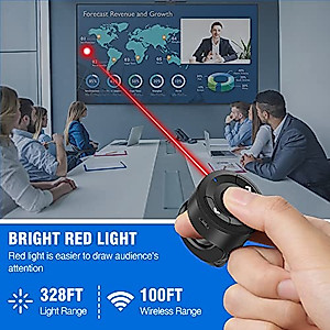 TECHERLEAF Presentation Clicker, Powerpoint Clicker with Red Laser Pointer Rechargeable, Finger Ring Wireless Presenter Remote PPT Clicker for Powerpoint Presentations Support Mac/Laptop/Computer