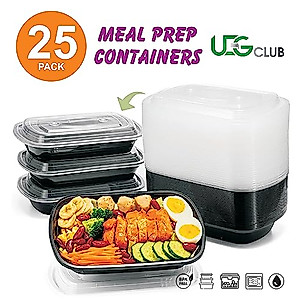 UEG CLUB Reusable 50Pack Meal Prep Food Storage Containers with Lids, Microwave Safe, Ideal for Prepping & Storing Meals, 38oz BPA Free Containers (38, Rectangular, 50, U2023E00786G4)