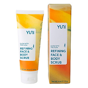 YUNI Beauty Face & Body Scrub (4oz) Glow with the Flow Exfoliating Wash for Glowing Skin - Exfoliate & Energize - Improve Dry, Dull Skin - All Natural, Paraben-Free, Cruelty-Free