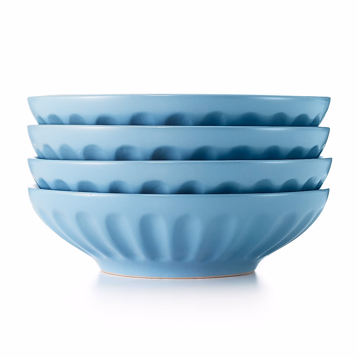 POTTER'S CORNER by Maison Neuve 4-Pc Dinner Bowls Set - 8.25 in / 30 oz Ceramic Bowl Set of 4 - Chip Resistant, Dishwasher & Microwave Safe - Serving Bowls for Pasta, Salad, or Soup (Capri Blue)