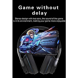 VR robot Noise Cancelling Over Ear Deep Bass Wireless Headphones Bluetooth 5.1 Stereo Foldable Headset Multicolor LED Light Built-in Mic Earphone for Phone Black
