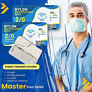 Sutures Thread with Needle, Disposable Stapler, Waterproof Adhesive Film Plus Remover Instrument -Complete Suture Training Kit - Emergency Survival First Aid Practice Demo, Vet Use