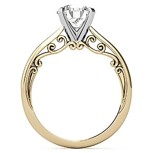 10K Solid Yellow Gold Handmade Engagement Rings, 2 CT Oval Cut Moissanite Diamond Solitaire Bridal/Wedding Ring for Women/Her, Minimalist Rings Anniversary Ring For Gifts (5)