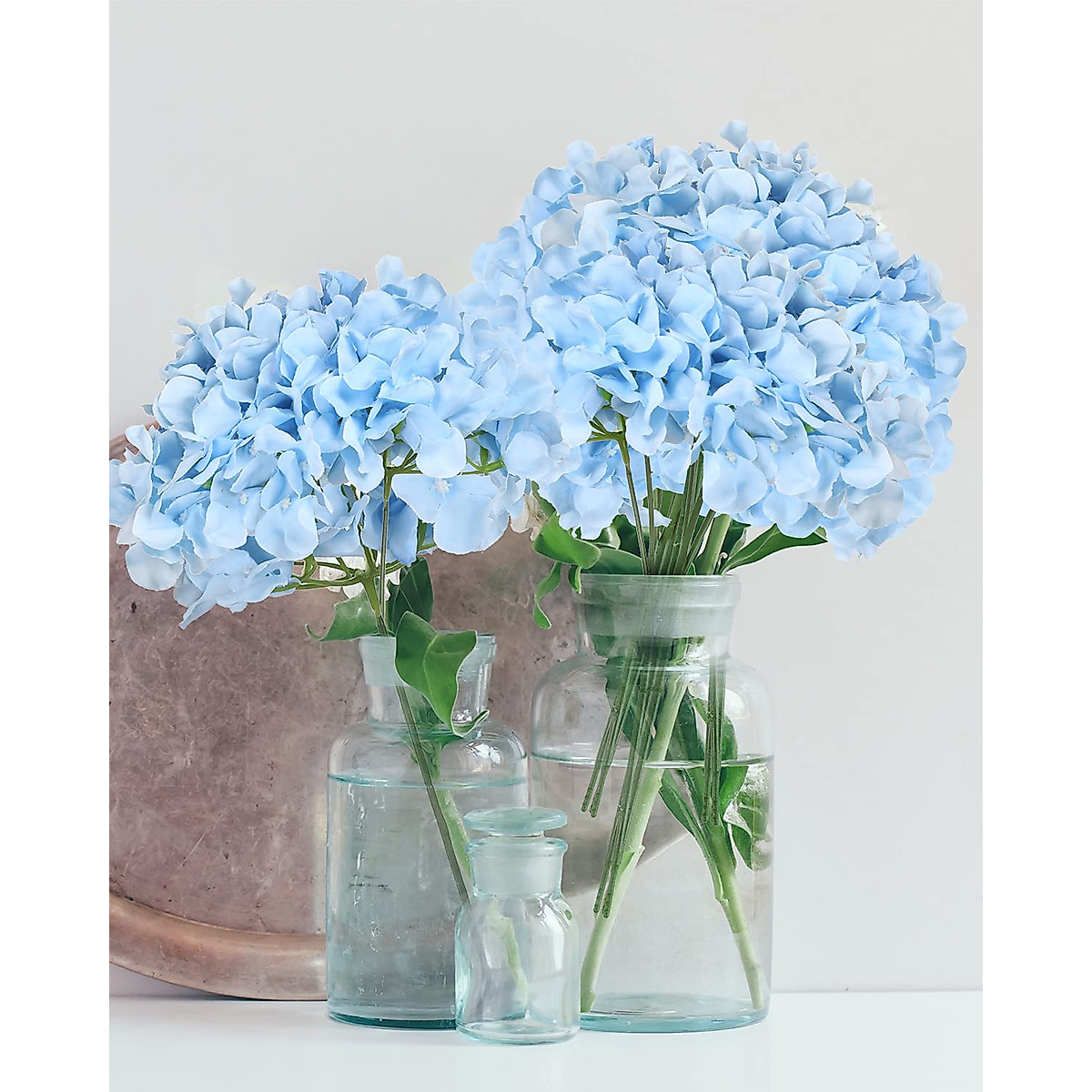 Auihiay 18 Pieces Hydrangea Artificial Flowers Silk Hydrangea Flowers Heads with Stems for Home, Garden, Wedding, Baby Shower, Party Decorations (Blue)