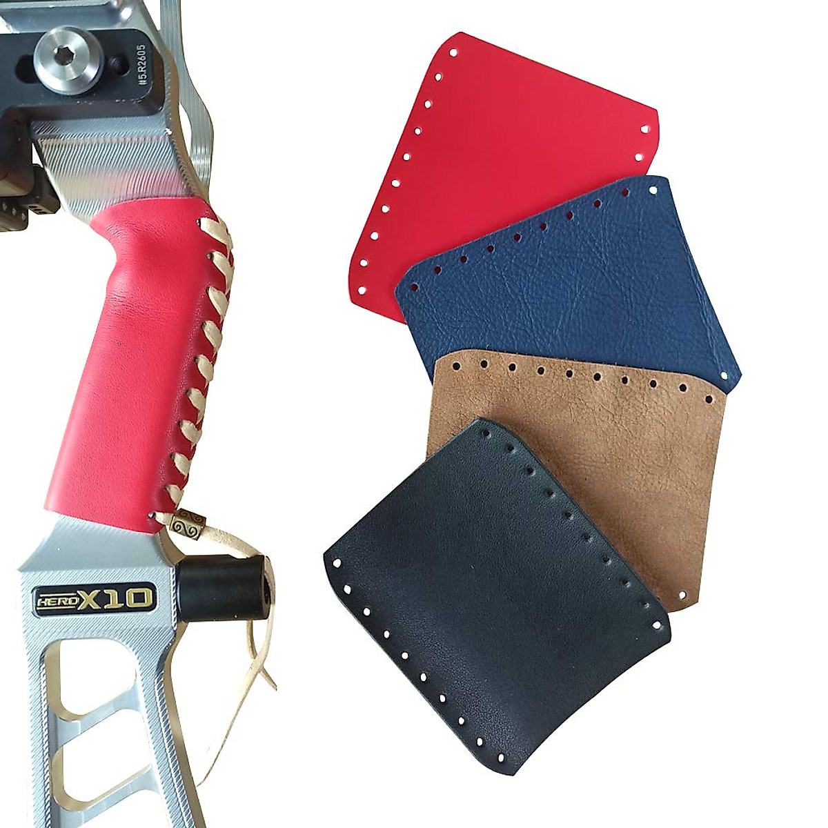 AMEYXGS Archery Leather Bow Grip Bow Handle Protective Bow Riser Protecor Cover Non-Slip Grip Guard for Compound Bow Hunting (black)