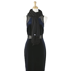 Cashmere Shawl Scarf Handmade 100% Pure Lightweight Oversized (Black)