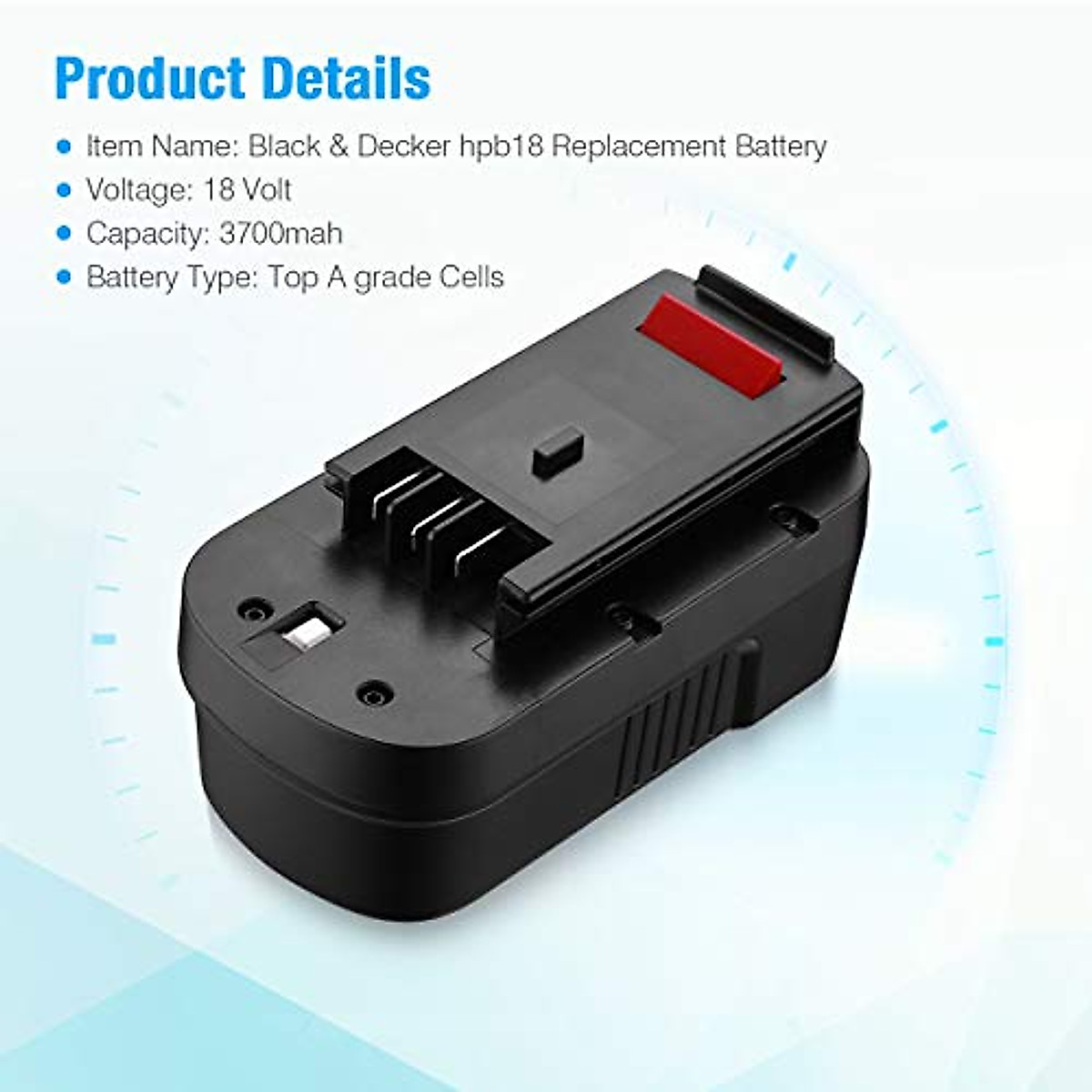 Powerextra 2 Pack 3.7Ah 18Volt HPB18 Replacement Battery Compatible with Black and Decker HPB18 HPB18-OPE 244760-00 A1718 FS18FL FSB18 Firestorm Black & Decker 18 Volt Battery