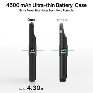 DESTEK Battery Case Only for iPhone 11, Real 4500mAh Ultra Slim Portable Charging Case Protective Rechargeable Charger Case Compatible w/Wire Earphones (6.1 inch/Black)