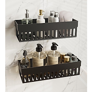 Solidhouse Shower Caddy, 2 Pack Shower Organizer Drill-Free Adhensive Shower Shelf for Inside Shower, Never Rust Aluminum Large Capacity Hold up to 40 Lbs for Bathroom Organization and Storage