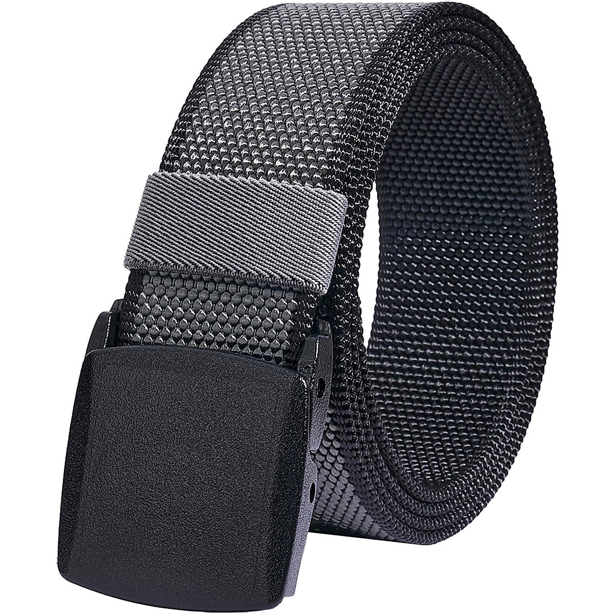 LionVII Belts for Men, 2 Colors in 1 Canvas Belt with YKK Plastic Buckle, Reversible Web Belt Breathable Fabric for Work Adjustable[53" L x 1.5" W](Black and Grey)