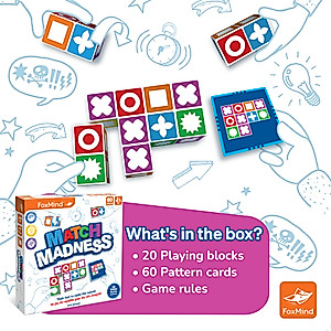 Foxmind Match Madness Board Game, Dual Mode Visual Recognition Matching Board Game, Fast Paced Puzzle Game to Develop Problem Solving Skills, Fun Board Games for Adults and Family