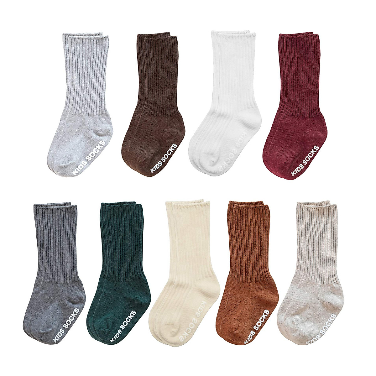 VWU Baby Crew Socks with Grips Unisex Toddler Infant Kids Cotton Tube Socks 0-5T (9 Pack Neutral Color, 6-18 Months)