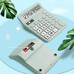 YONUAN Desktop Grey Mint Green 12-Digit Solar/Battery Scientific Calculator Office Computer Calculators Large Display Cute Office Calculators (1)