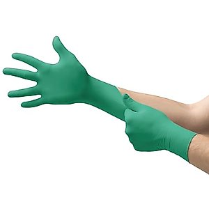 Ansell TouchNTuff 92-600 Nitrile Lightweight Glove with Beaded Cuff, Chemical/Splash Resistance, Powder Free, 4.7mil Thickness, 240mm Length, Size 10, Green (Box of 100)