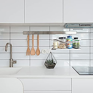 Lulofun Shower Caddy Basket Shelf with Hooks, Kitchen Bathroom Toilet Traceless Adhesive Storage Organizer for Shampoo Razors, Rustproof SUS304 Stainless Steel No Drilling Rack