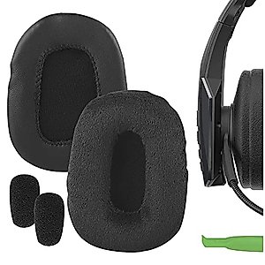 Geekria Comfort Velour Replacement Earpads + Mic Windscreen Foam Compatible with BlueParrott B450-XT, B450XT Headphones Mic Foam Cover + Ear Cushions/Cushion Pad Repair Parts (Black)