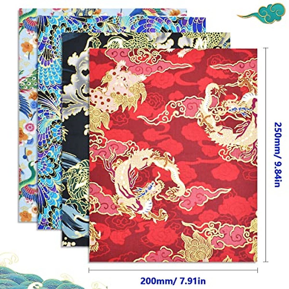 30 Pcs 8" x 10" Cotton Quarters Fabric Bundle Craft Fabric Patchwork Japanese Style Wrapping Cloth Quilting Fabric for DIY Patchwork Sewing Craft with Different Patterns