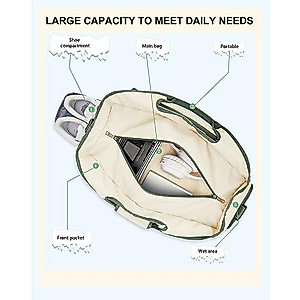Gym Bag Weekender Bag for Women Travel Bag Duffel Bags for Traveling Carry On Bag Large Sports Yoga Mat Bag Shoulder Bag Overnight Workout Bag with Shoe Compartment Wet Pocket for Men(Beige)