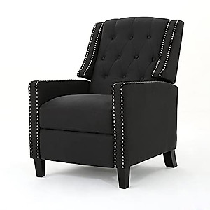 Christopher Knight Home Izidro Traditional Fabric Recliner, Dark Charcoal / Dark Brown