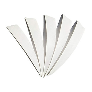 HNZMDY 50 Pcs 4 Inch 5 Inch Archery Arrow Fletching Turkey Feather Fletching Right Wing Left Wing Feather Real Arrow Vanes for Hunting Arrow Accessories DIY Archery (5 inch/Right Wing, White)