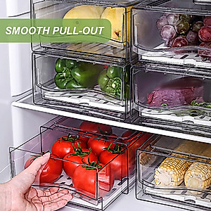 Yatmung Refrigerator Organizer Bin with Ventilation System - Clear pull out fridge storage drawers stackable plastic -Vegetable, deli, freezer, kitchen - Refrigerator Organizing and storage ( 2 Pack )