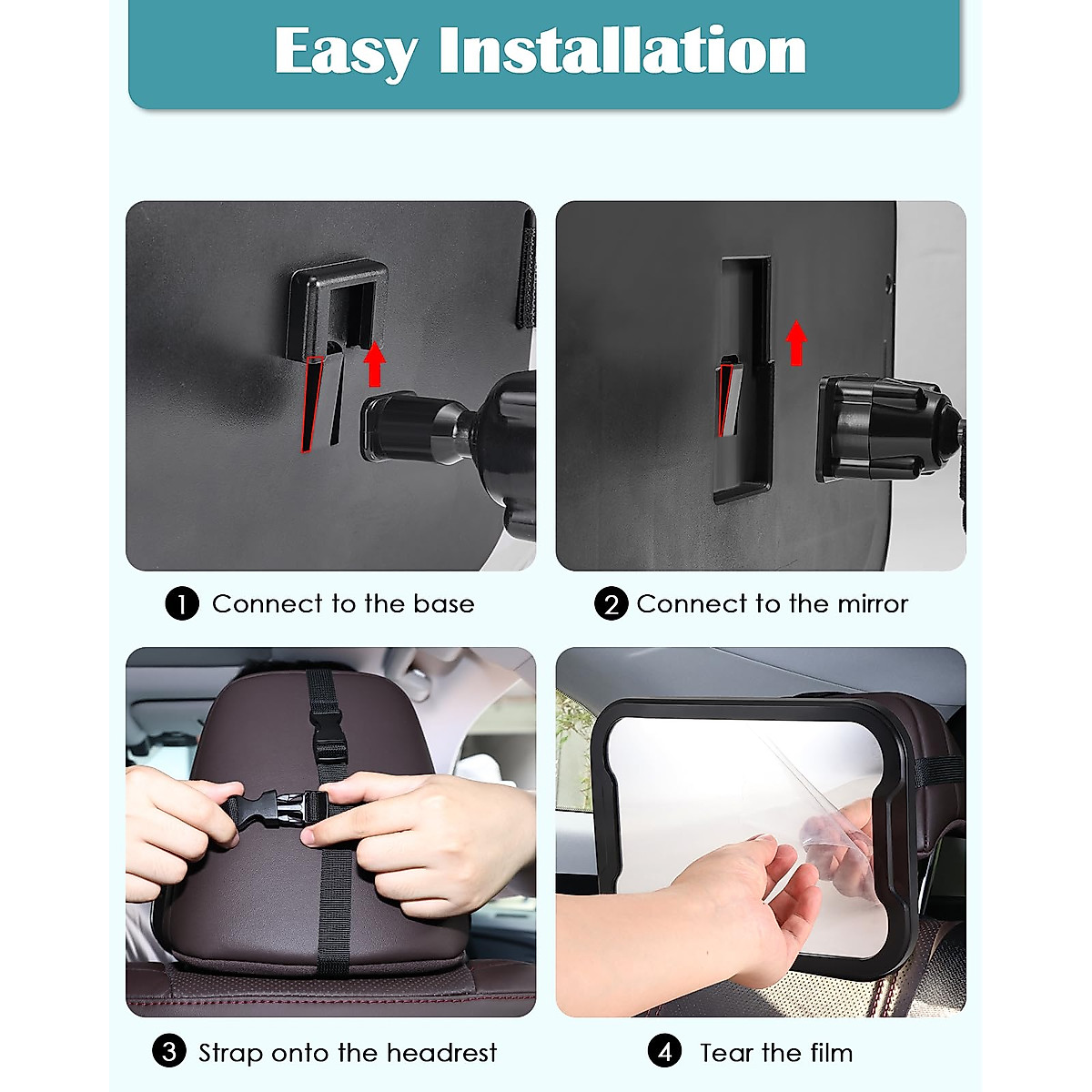 Zacro Baby Car Mirror, Shatter-Proof Acrylic Baby Mirror, Rearview Baby Mirror-Easily to Observe The Baby's Every Move, Rear Facing Car Seat Mirror Safety and 360 Degree Adjustability