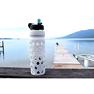 Epic Escape | Glass Water Bottle with Filter | USA Made Filter | Dishwasher Safe | Borosilicate Glass with Silicone Sleeve | BPA Free Water Bottle | Removes 99.99% Tap Water Contaminants | Filtered