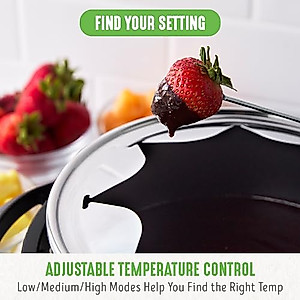 GreenLife 14 Cup Electric Fondue Maker Pot Set For Cheese, Chocolate, and Meat, 8 Color Coded Forks, Healthy Ceramic Nonstick, Adjustable Temperature Control, PFAS-Free, Pink