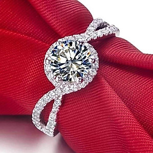 Jude Jewelers Platinum Plated 1.5 Carat Cubic Zircon Simulated Diamond Wedding Engagement Proposal Ring (Silver, 7)