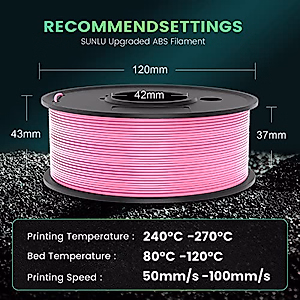 ABS 2300g 3D Printer Filament Bundle Multicolor, SUNLU Durable ABS Filament 1.75mm, Neatly Wound Filament, 230g Spool, 10 Pack, Black+White+Grey+Red+Purple+Blue+Pink+Light Gold+Silver+Transparent